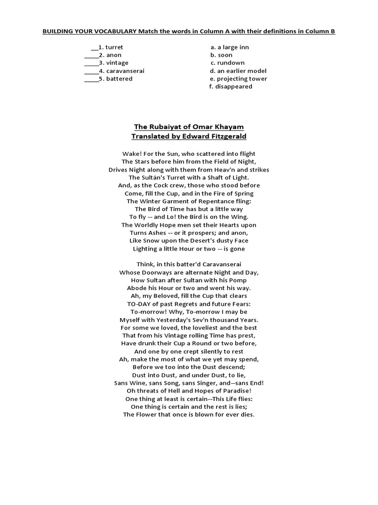 The Passing of Time: Interpreting a classic poem through its ...