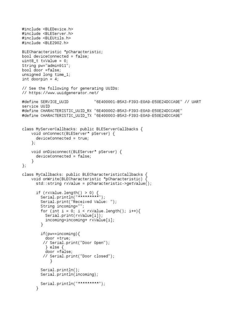 C# BLE Door Control Example Code | PDF | Computer Architecture ...