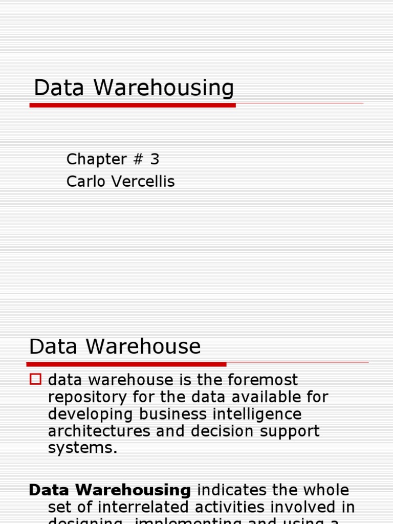 Data Warehousing: Chapter # 3 Carlo Vercellis | Download Free PDF | Data Warehouse | Accountability