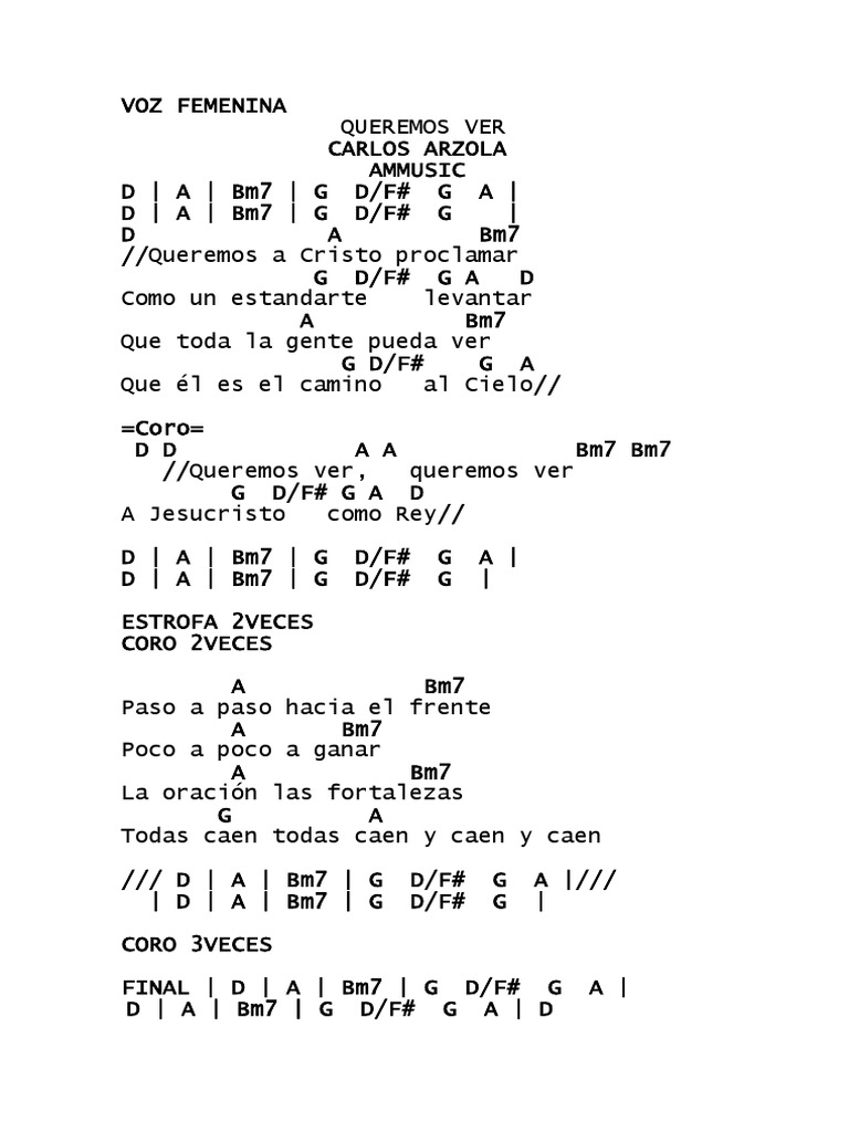 Letra y acordes de "Queremos Ver" | PDF