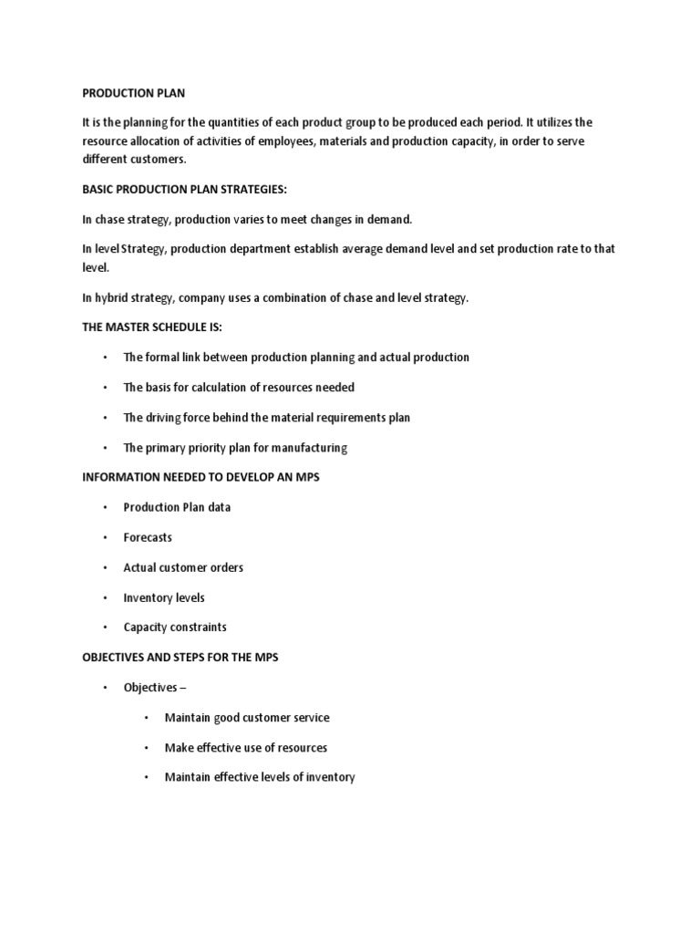 Production Plan | PDF | Inventory | Supply Chain