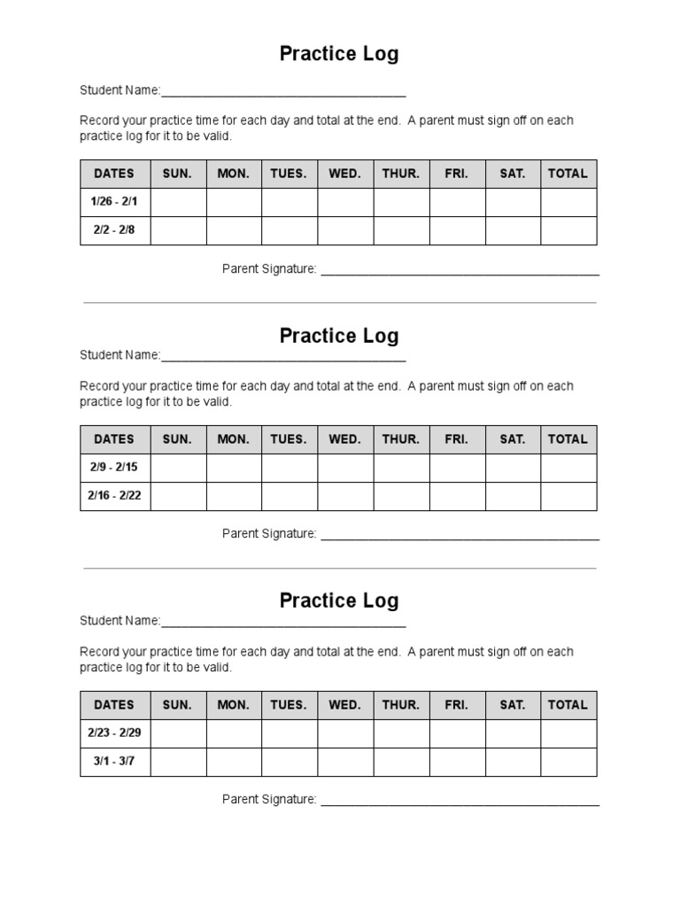 Practice Log | PDF