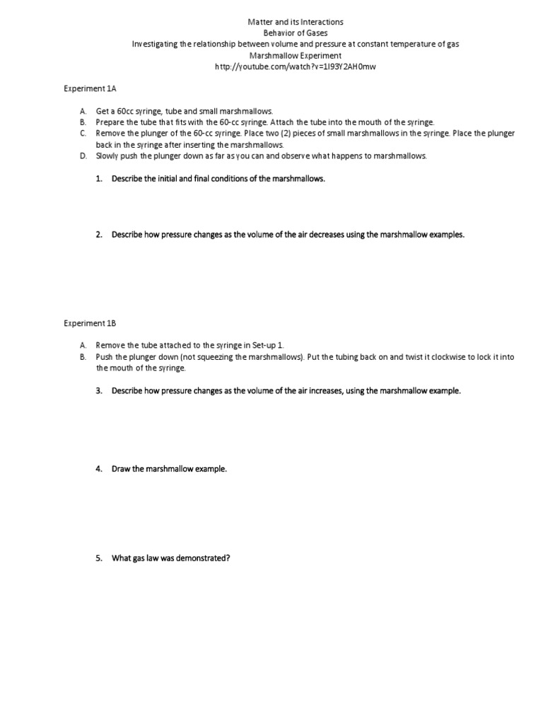1.5 Boyles Law Activity | PDF | Data Analysis | Gases