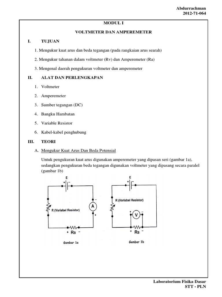 Modul 1 Voltmeter Dan Amperemeter | PDF