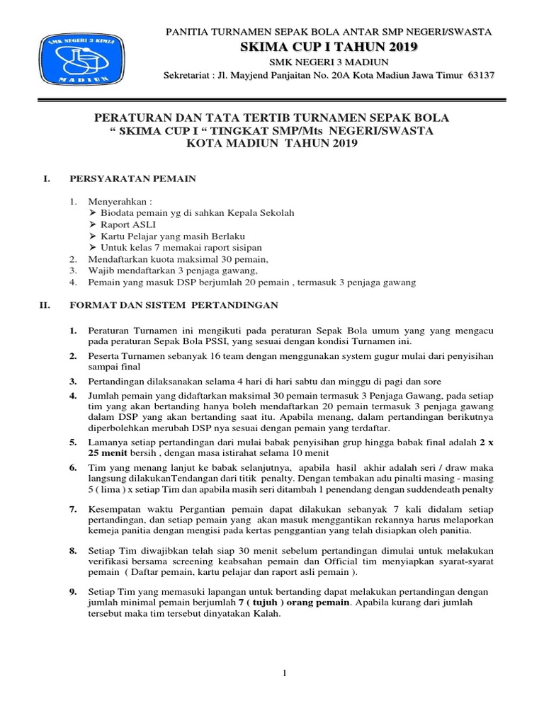 Peraturan Dan Tata Tertib Turnamen Sepak Bola | PDF