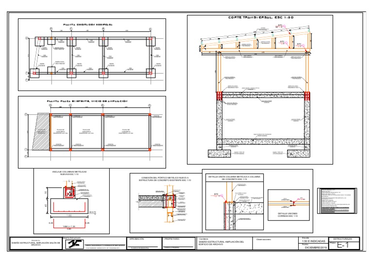 Plano E1 Ampliación | PDF | Elementos arquitectónicos | Ingeniero civil
