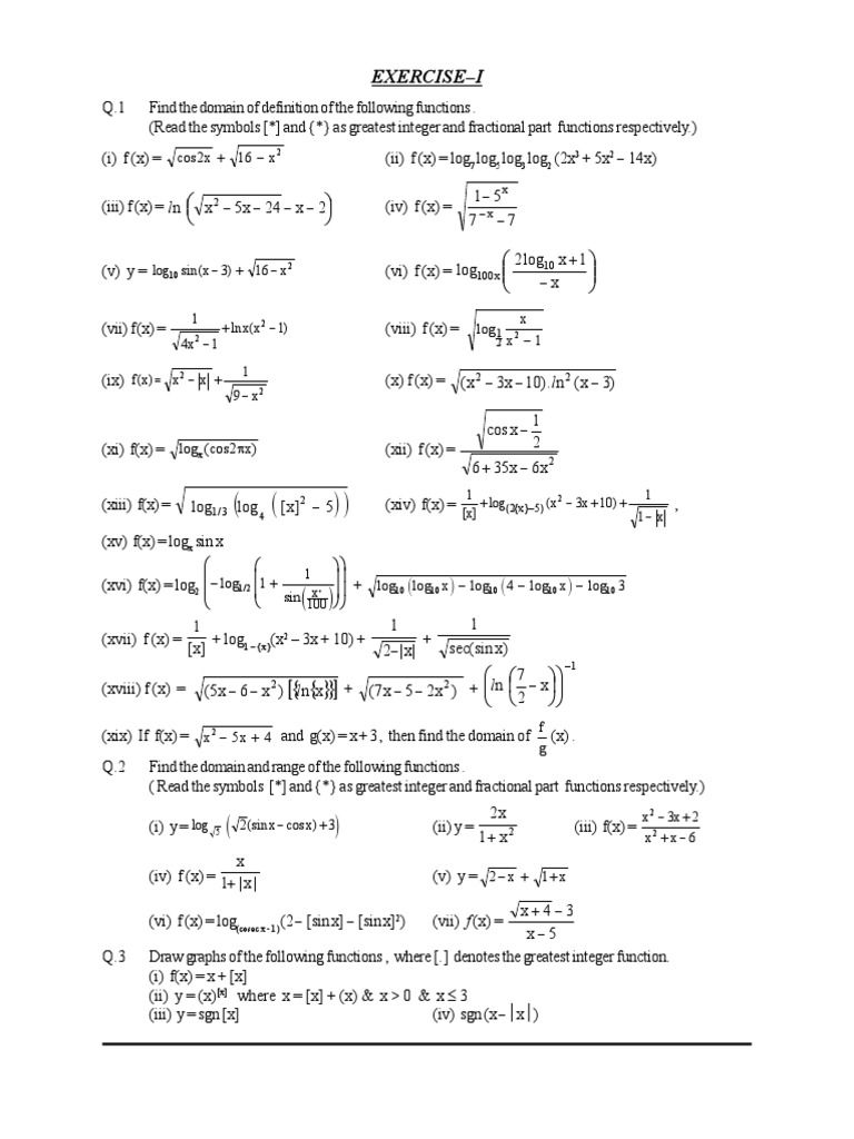 FN & ITF Practice Sheet | PDF | Sine | Function (Mathematics)