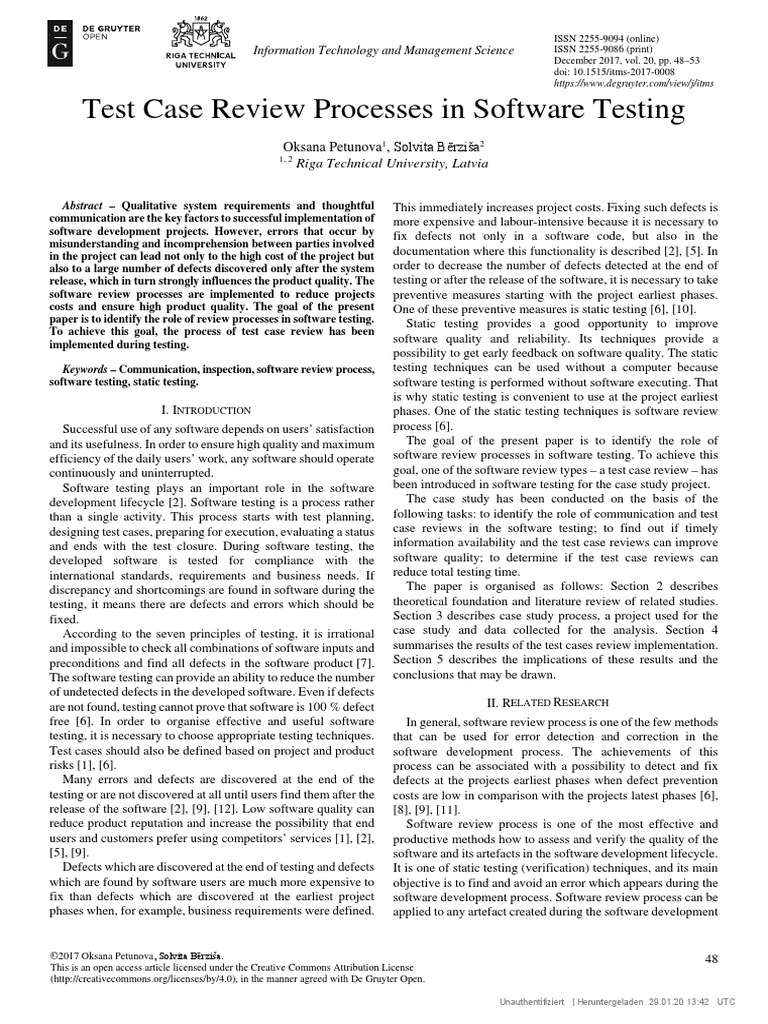 Test Case Review Processes in Software Testing | Download Free PDF ...