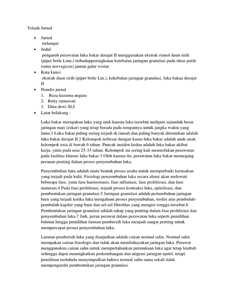 Analisis Jurnal Luka Bakar 1 | PDF | Kesehatan Holistik
