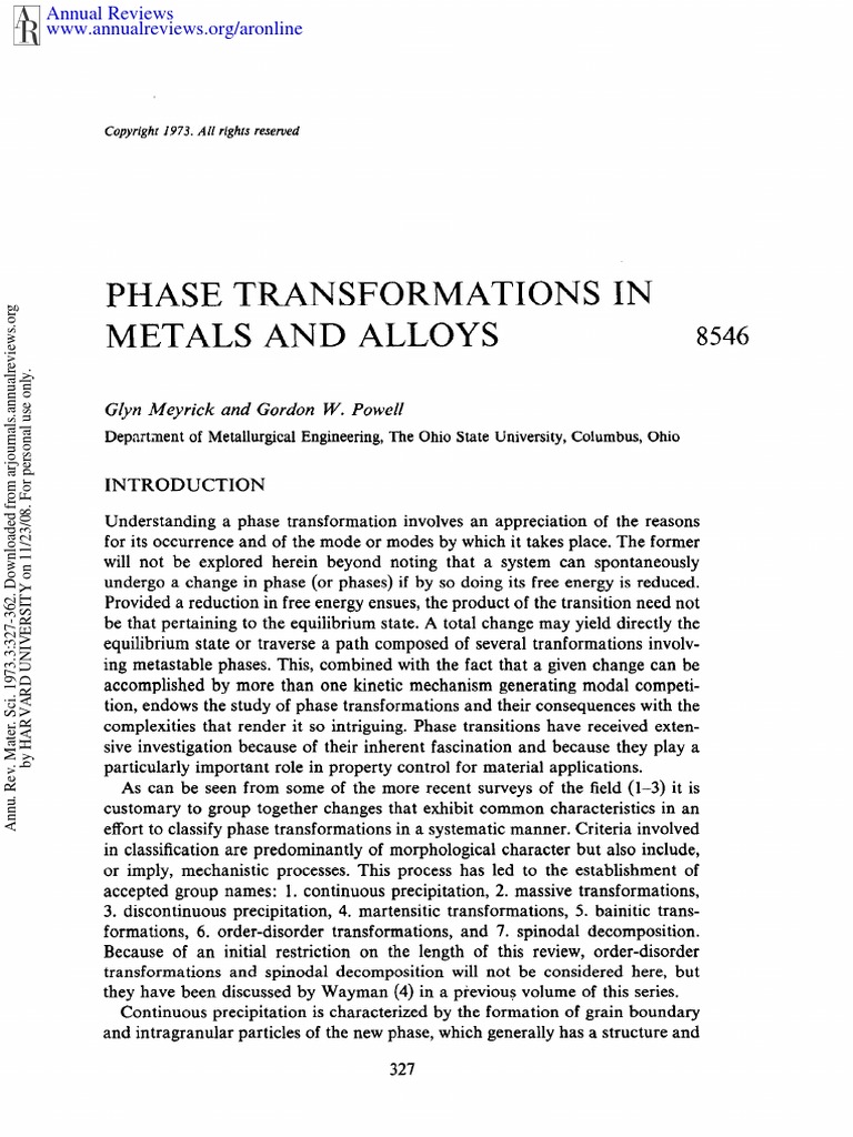 Phase Transformations in Metals and Alloys PDF | PDF | Materials Science | Chemistry