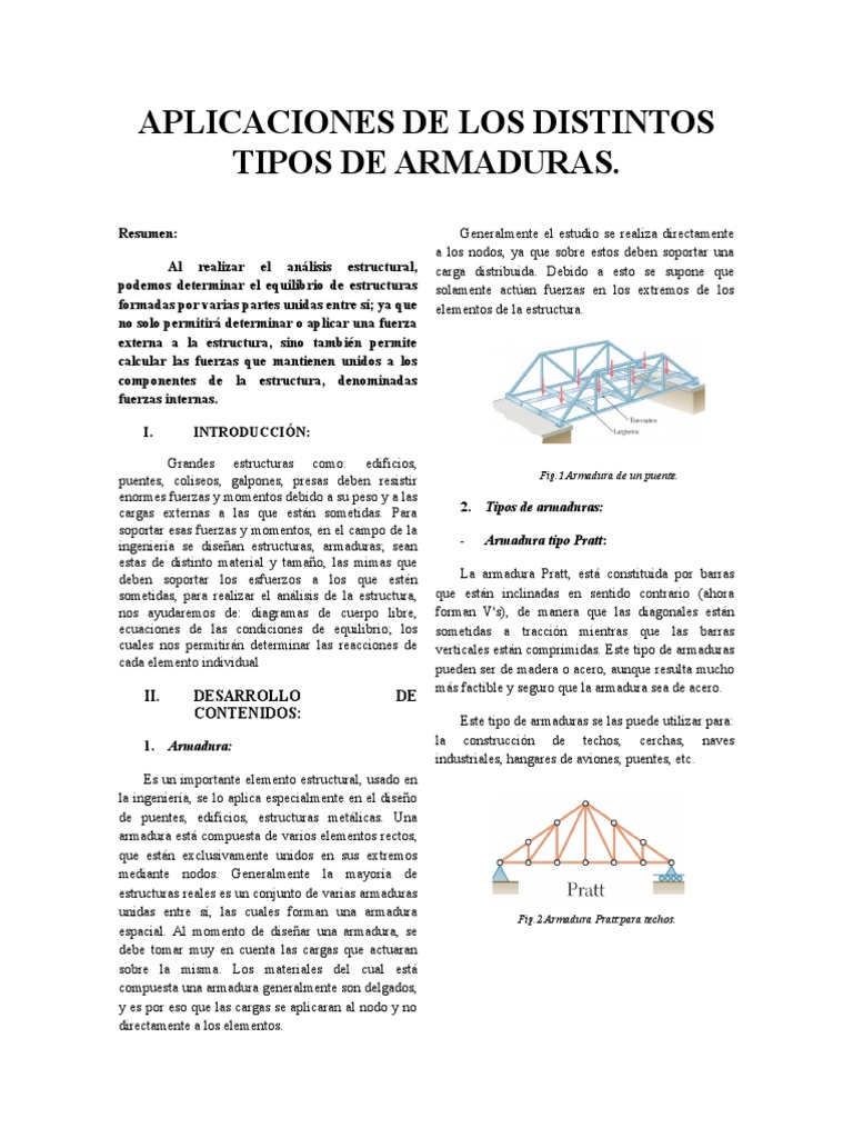 Tipos y Aplicaciones de Armaduras | PDF | Braguero | Ingeniero civil
