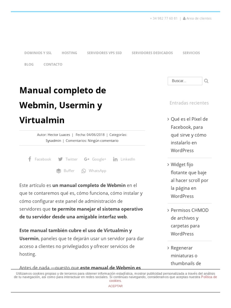 Webmin Manual PDF | PDF | Cookie HTTP | Servidor (Computación)