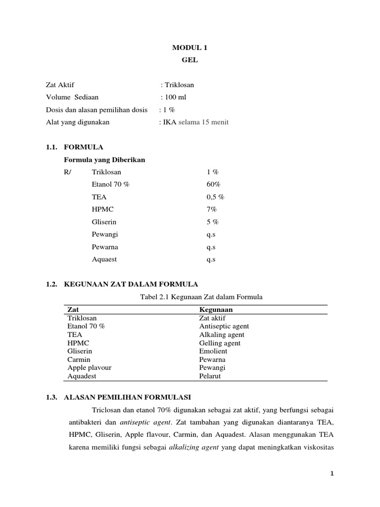 Formula Gel Triklosan dengan HPMC | PDF