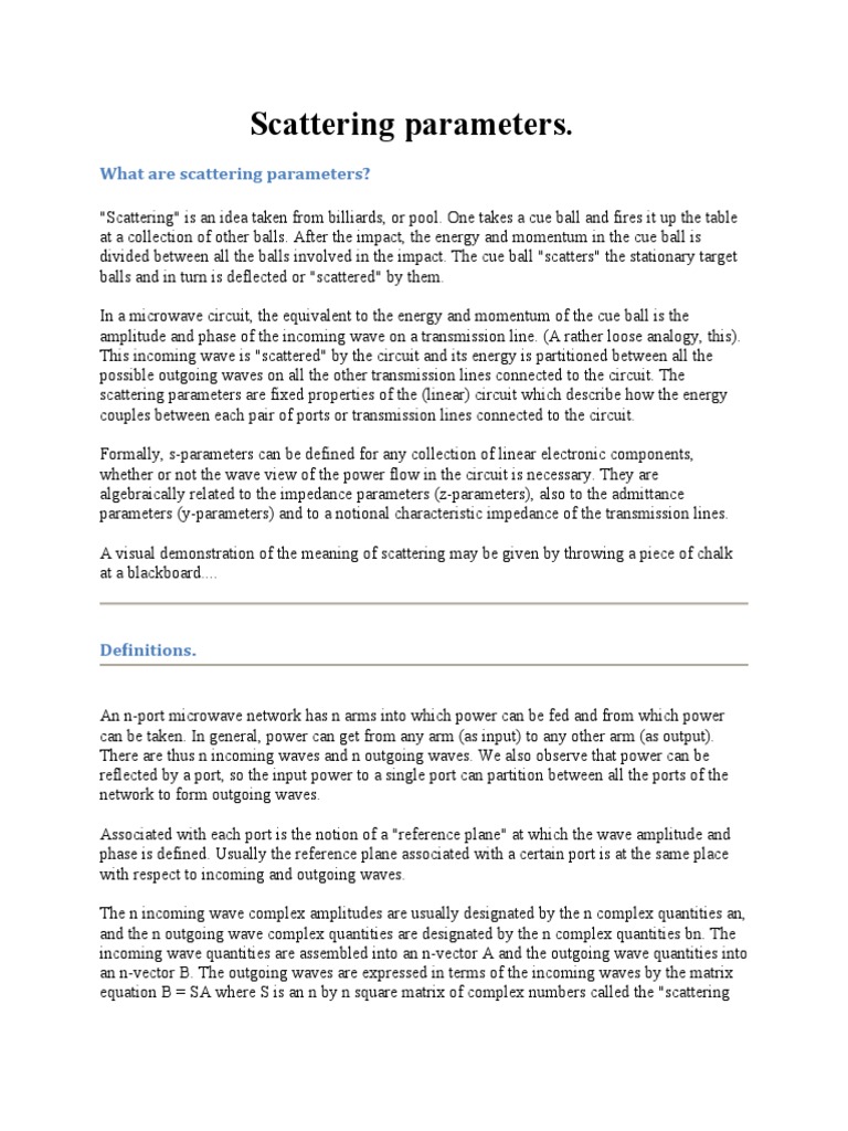 Scattering Parameters 1 | PDF | Electrical Engineering | Electronics