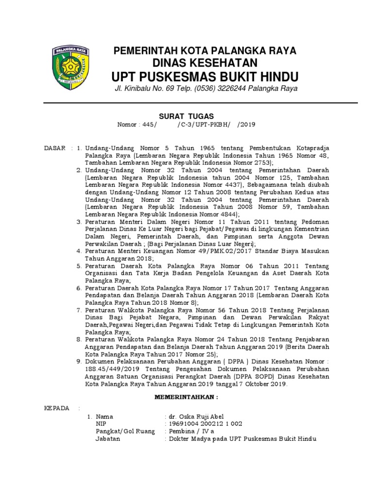 Contoh Surat Tugas JKN | PDF