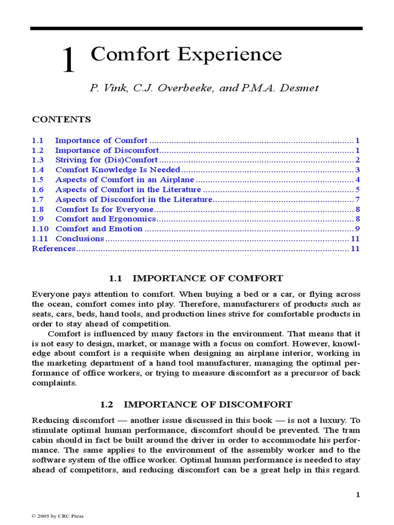 Comfort Experience | PDF | Human Factors And Ergonomics | Emotions