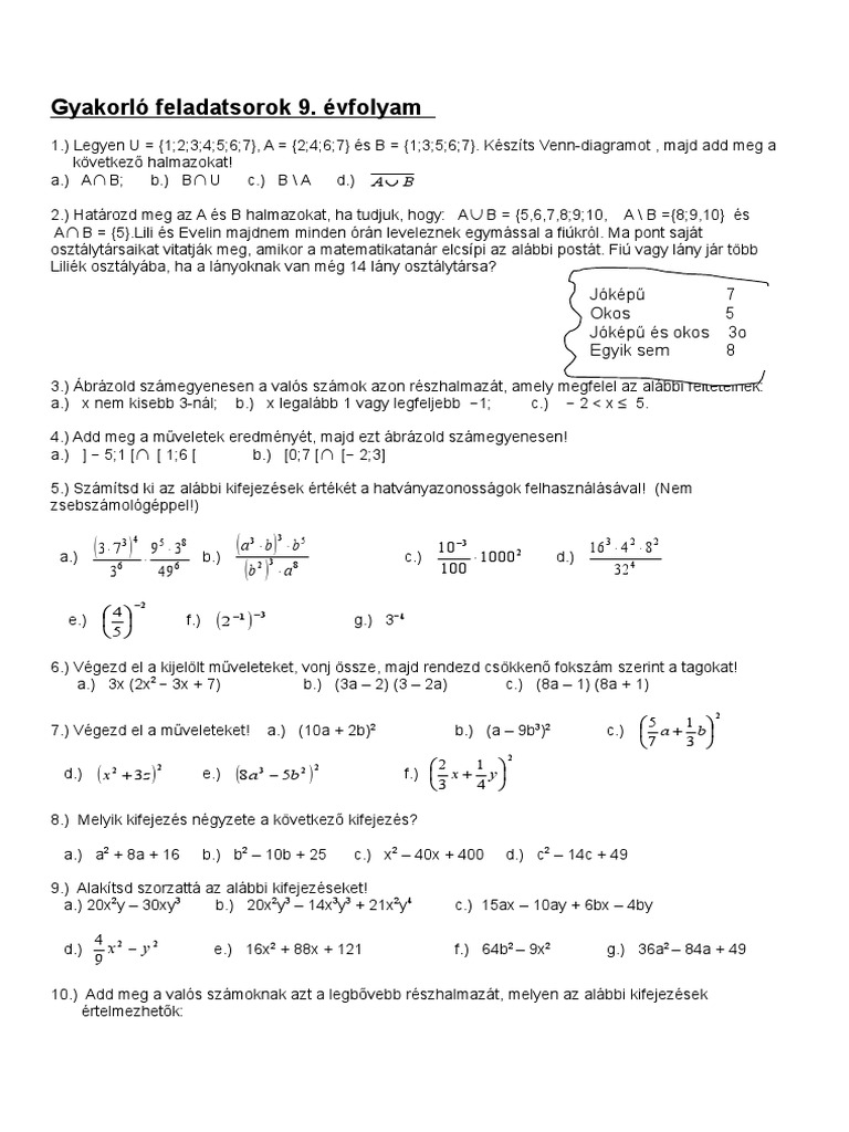 Gyakorl Feladatsorok 9 | PDF