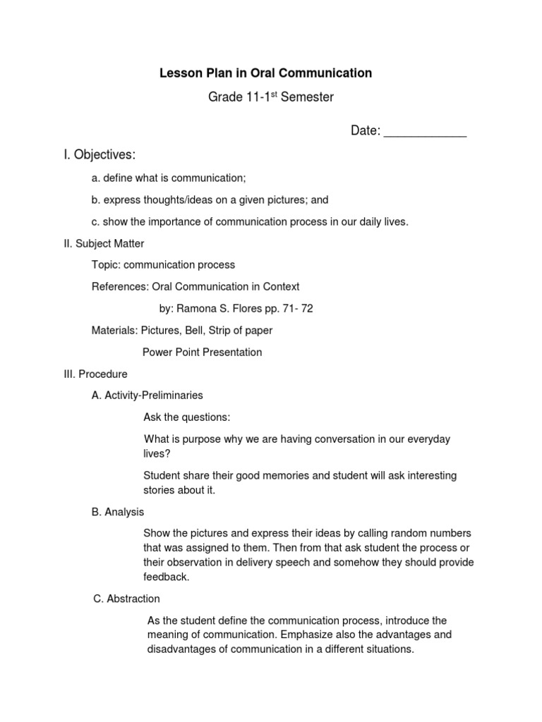 Communication Process Lesson Plan | PDF