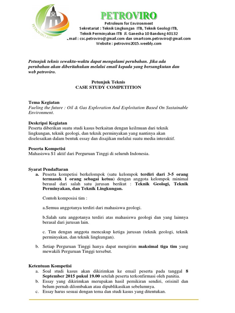 Petunjuk Teknis Case Study Competition | PDF