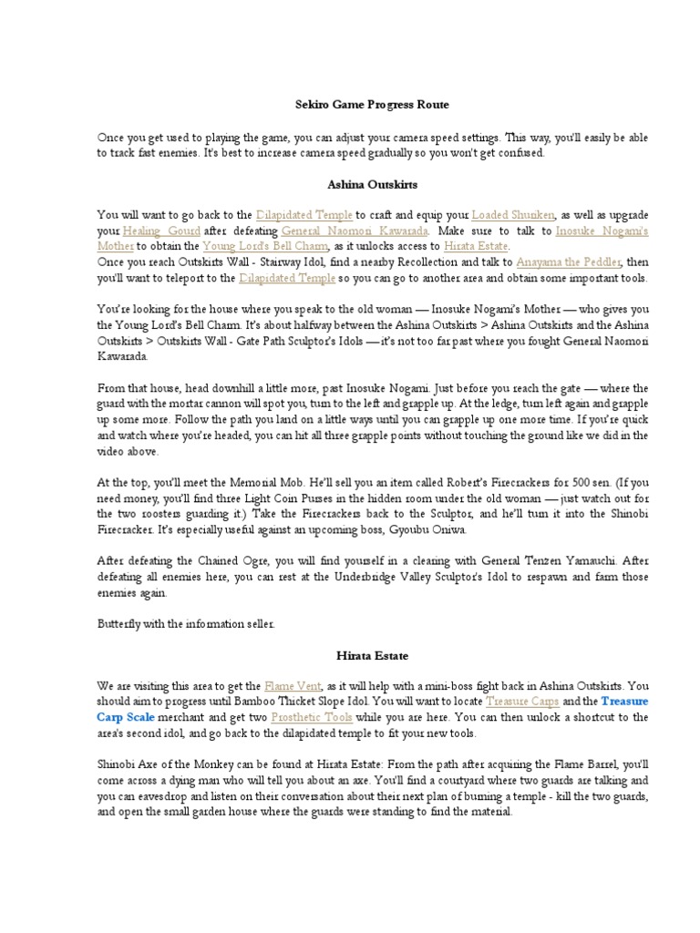 Sekiro Game Progress Route | PDF | Castle | Ninja