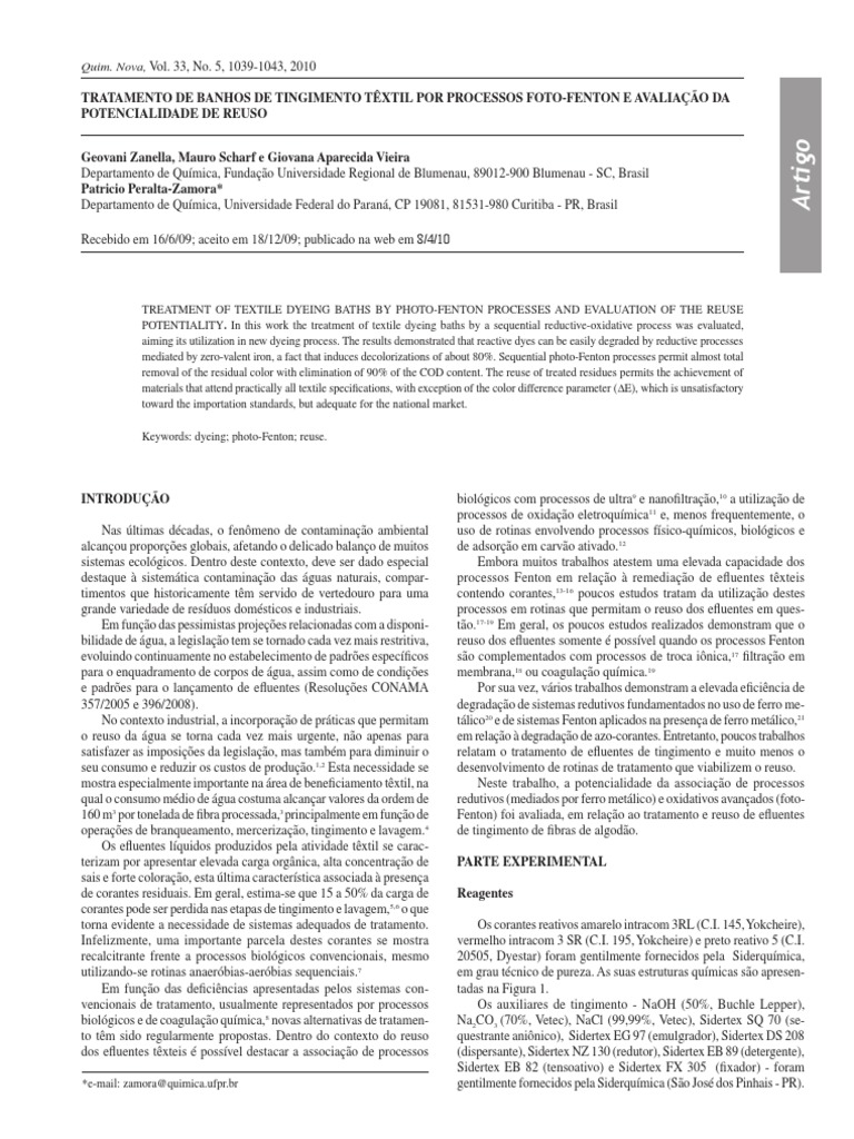 2010-Tratamiento de Tintes Textikles | PDF | Oxigênio | Tingimento