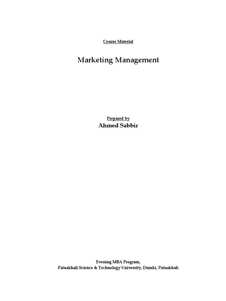 Marketing Management Course Guide | PDF | Market Segmentation | Marketing