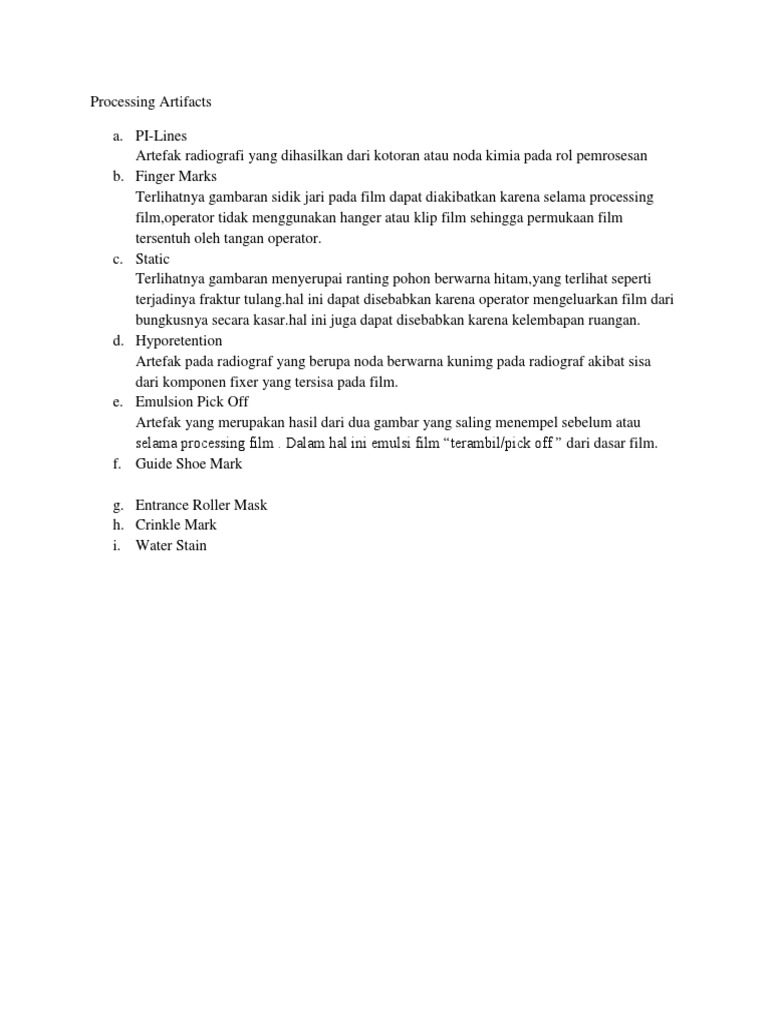Processing Artifacts | PDF
