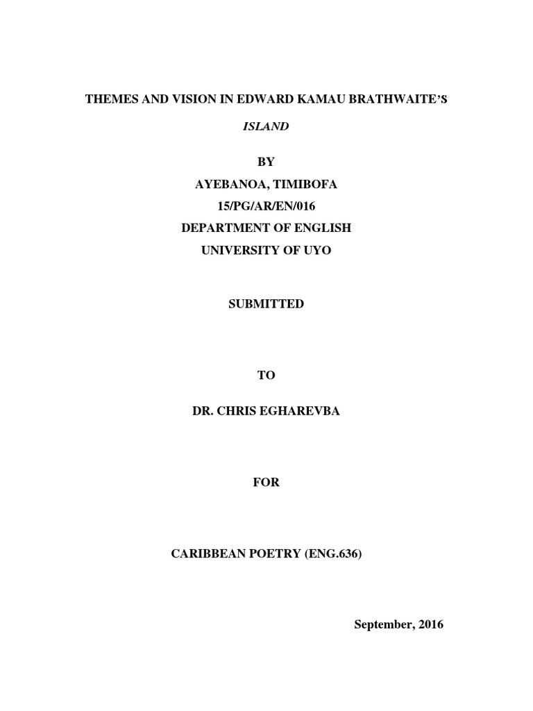 Themes and Vision in Brathwaite | PDF | Postcolonialism | Colonialism