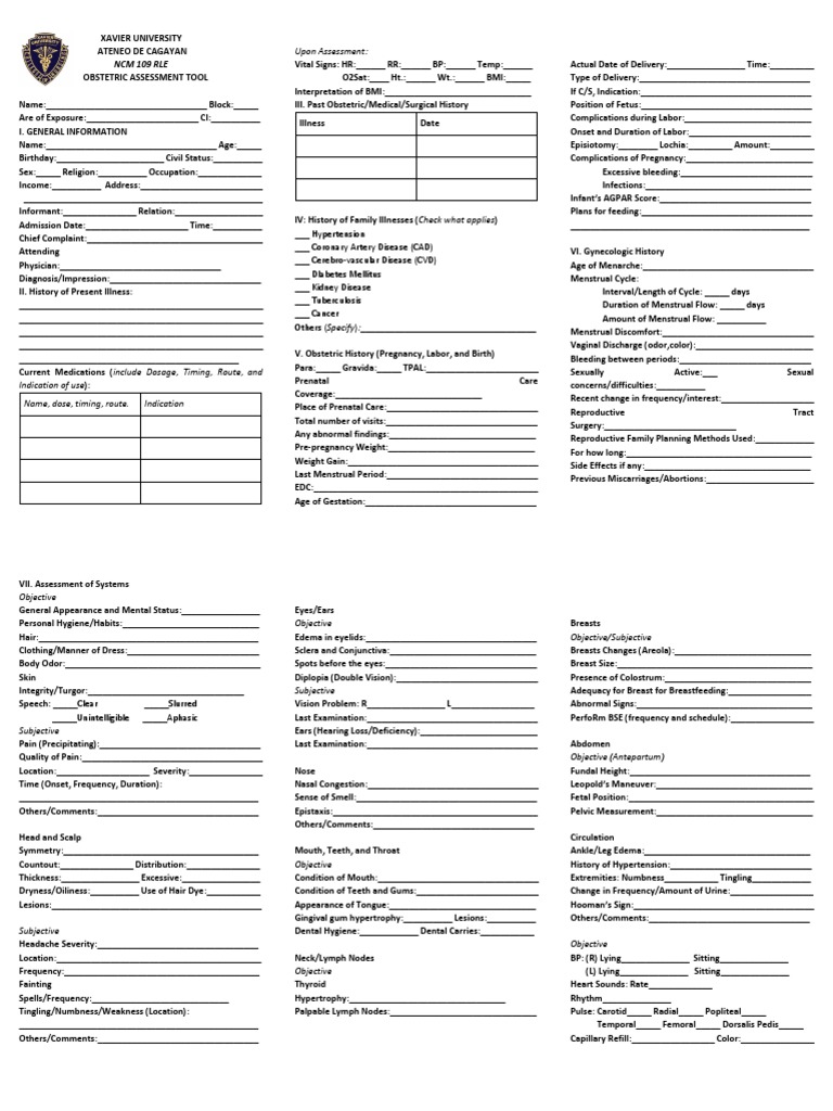 Obstetric Assessment Tool | PDF | Menstruation | Childbirth