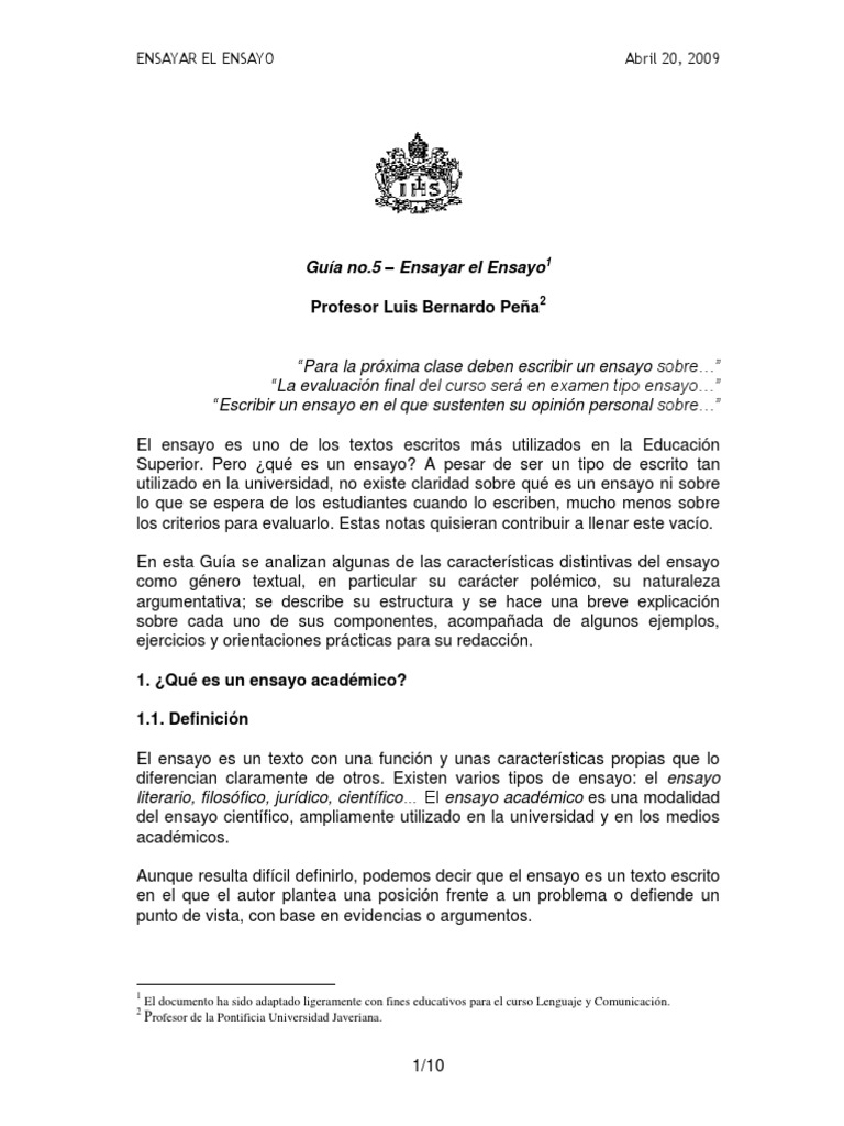 Guia 5 El Ensayo Adaptado | PDF | Ensayos | Autor