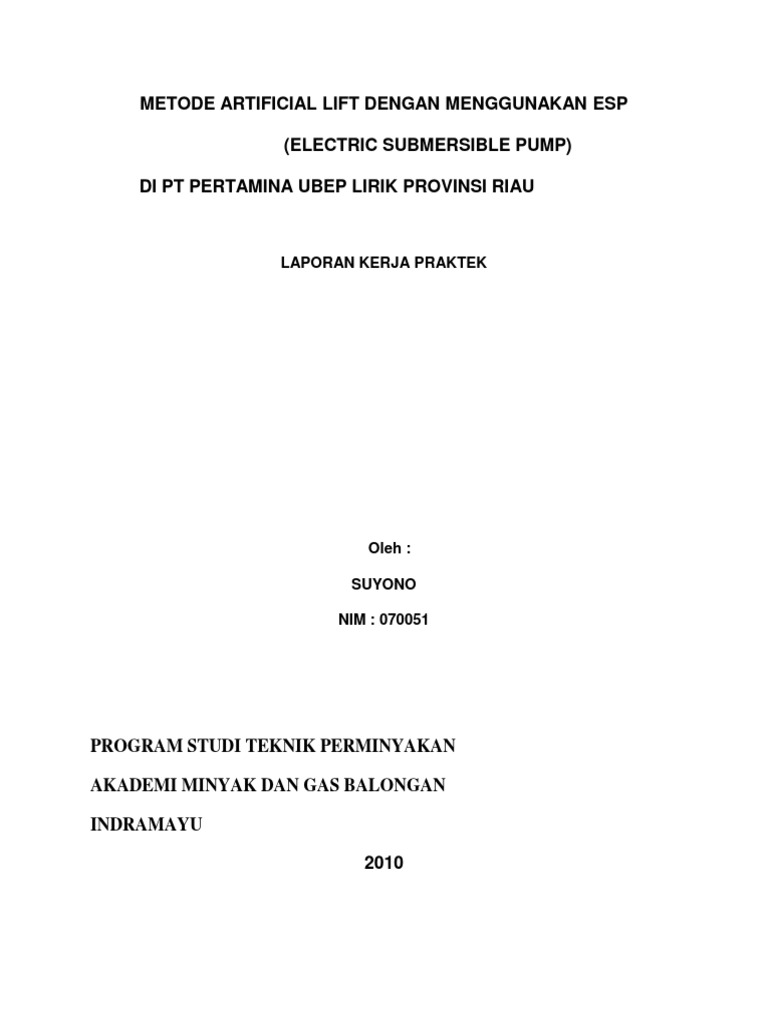 Metode Artificial Lift Dengan Menggunakan Esp | PDF