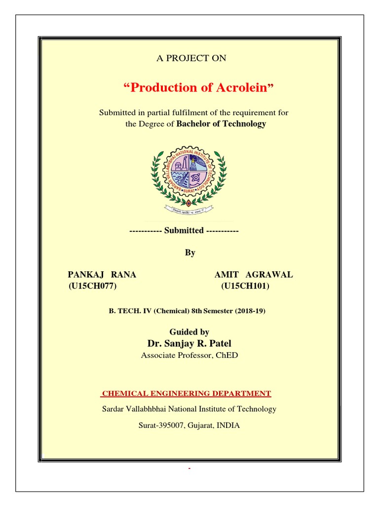Acrolein Project Final PDF | PDF | Polymerization | Alkene