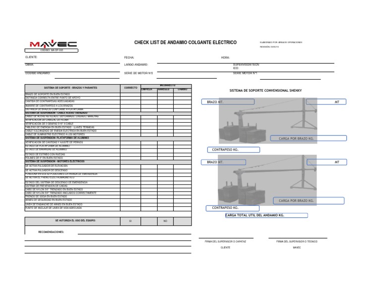 Check List Andamio Estandar | PDF | Vehículos | Bienes manufacturados