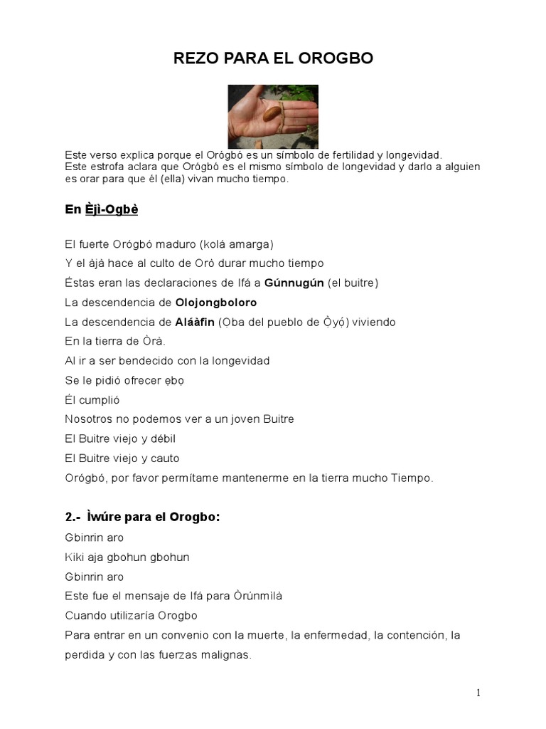 Rezo y Significado del Orogbo | PDF | Religión étnica | Santeria