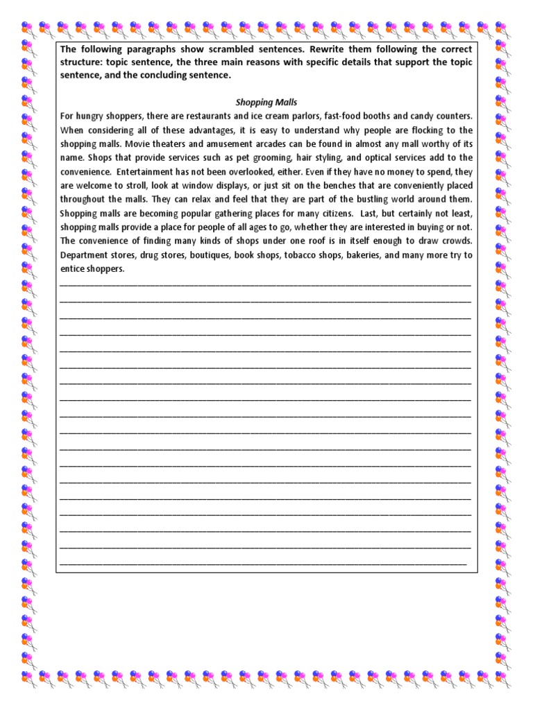 Paragraph Structure Fun Activities Games Reading Comprehension Exercis ...