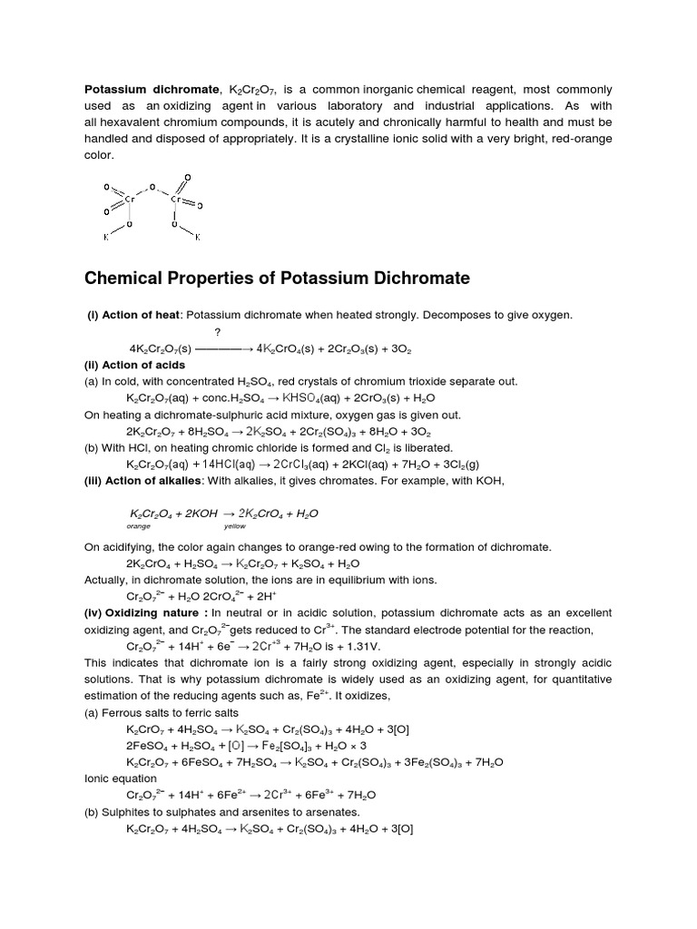 Kmno4 and K2cr2o7 PDF | PDF | Sets Of Chemical Elements | Molecules