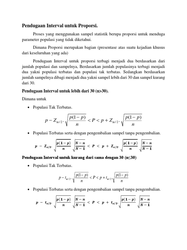 Pendugaan Interval Untuk Proporsi | PDF