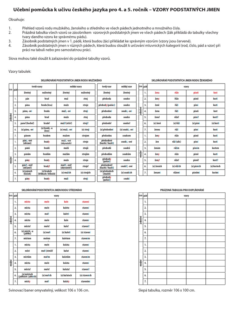 Vzory Podstatných Jmen PDF | PDF