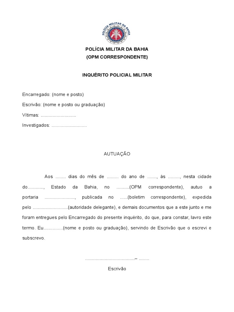 Modelo de Ipm | PDF | Polícia militar | Polícia