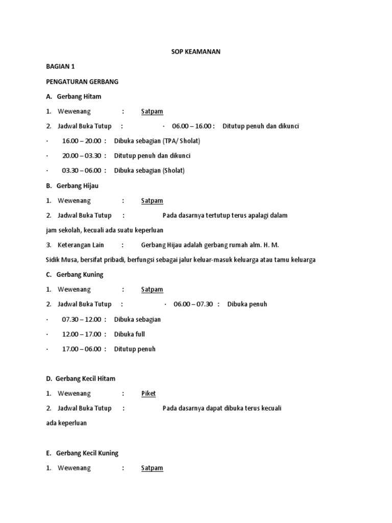 SOP Keamanan Sekolah | PDF