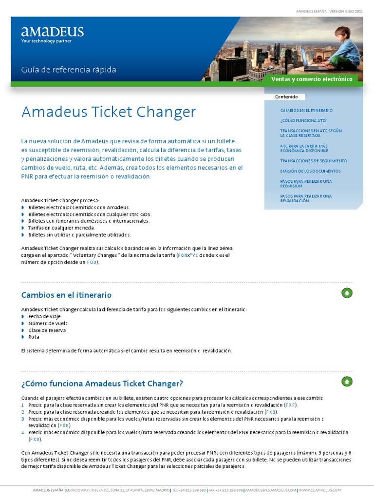 ATC - Amadeus - Ticket - Changer Amadeus PDF | PDF | Billete de banco | Control de tráfico aéreo