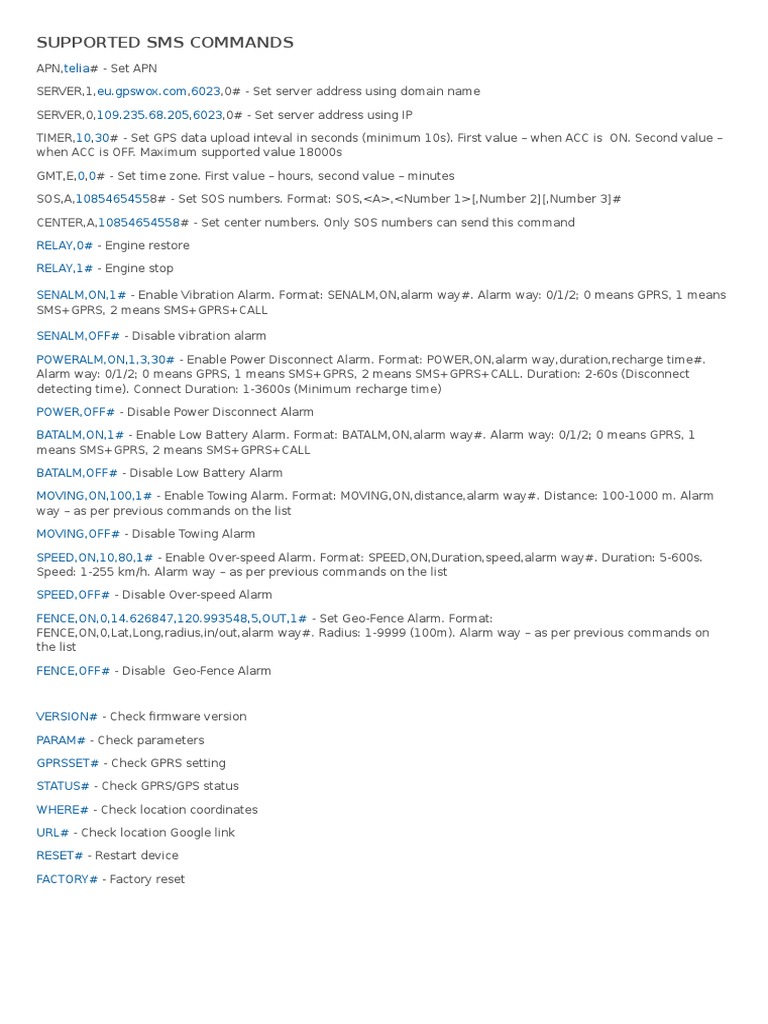 Gpswox Vehicle Tracker Commands | PDF
