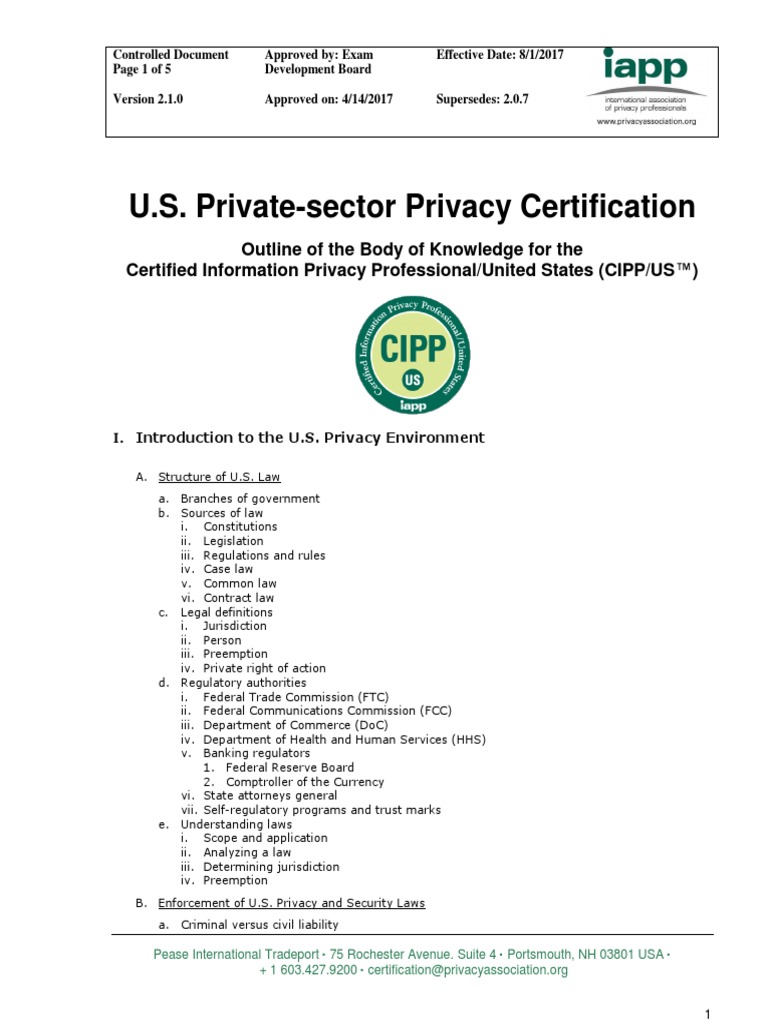 Outlining the Body of Knowledge for the Certified Information Privacy ...