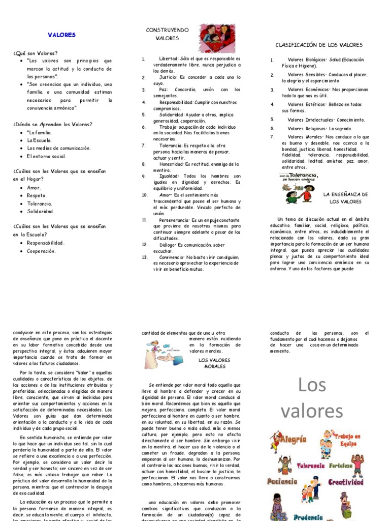 TRIPTICO-valores 3 | PDF | Moralidad | Tolerancia