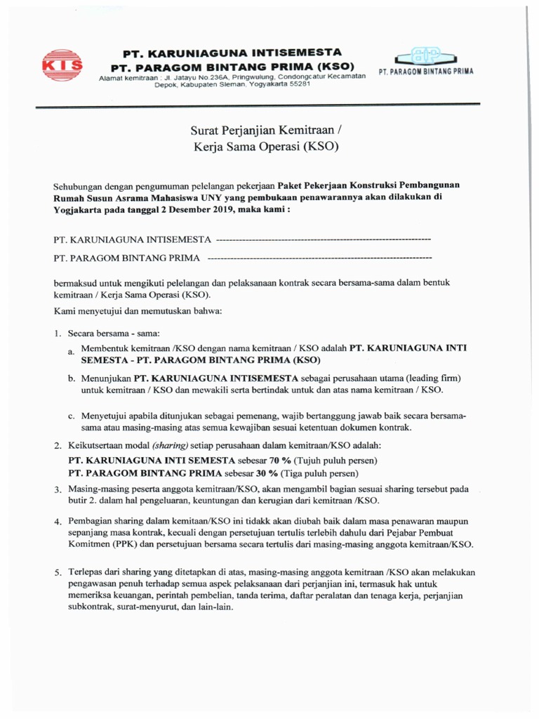 Contoh Surat KSO | PDF