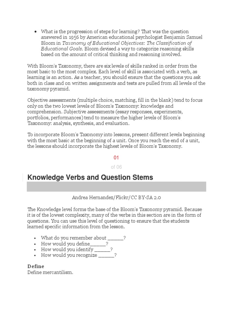 Bloom's Taxonomy: Learning Steps Guide | PDF | Educational Assessment ...