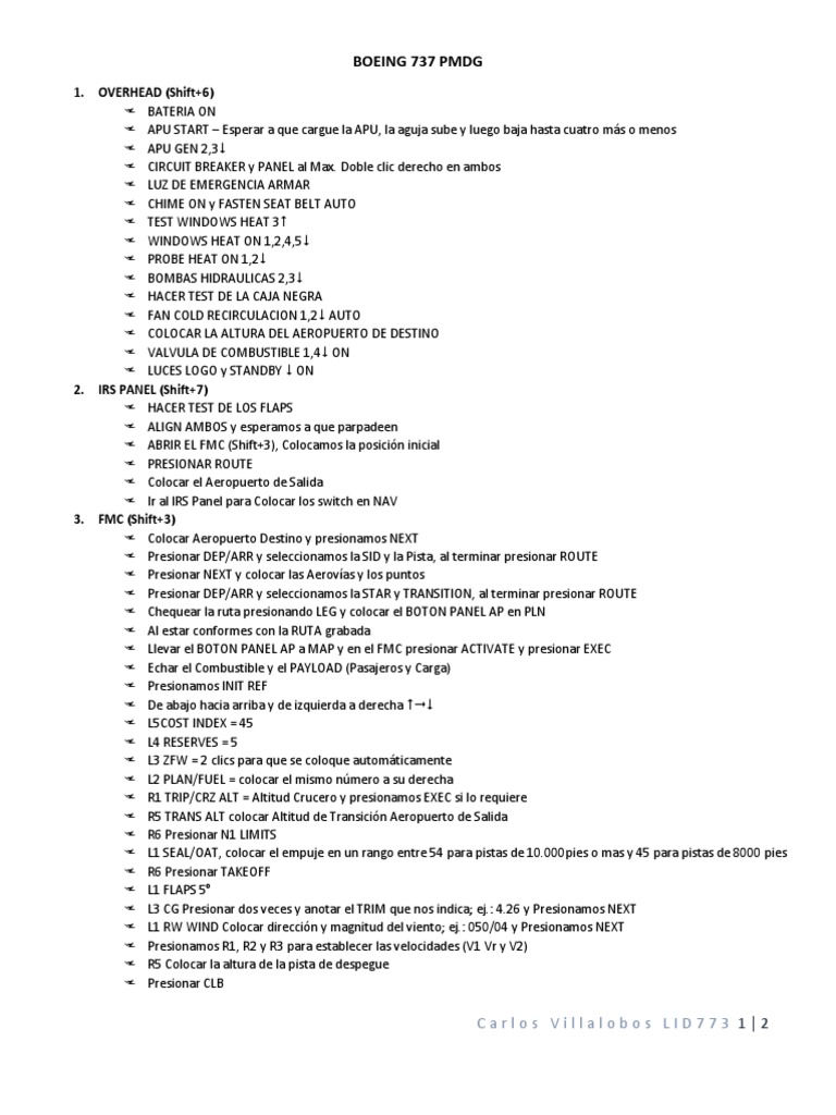 BOEING 737 PMDG Checklist | PDF | Aeroespacial | Aviación
