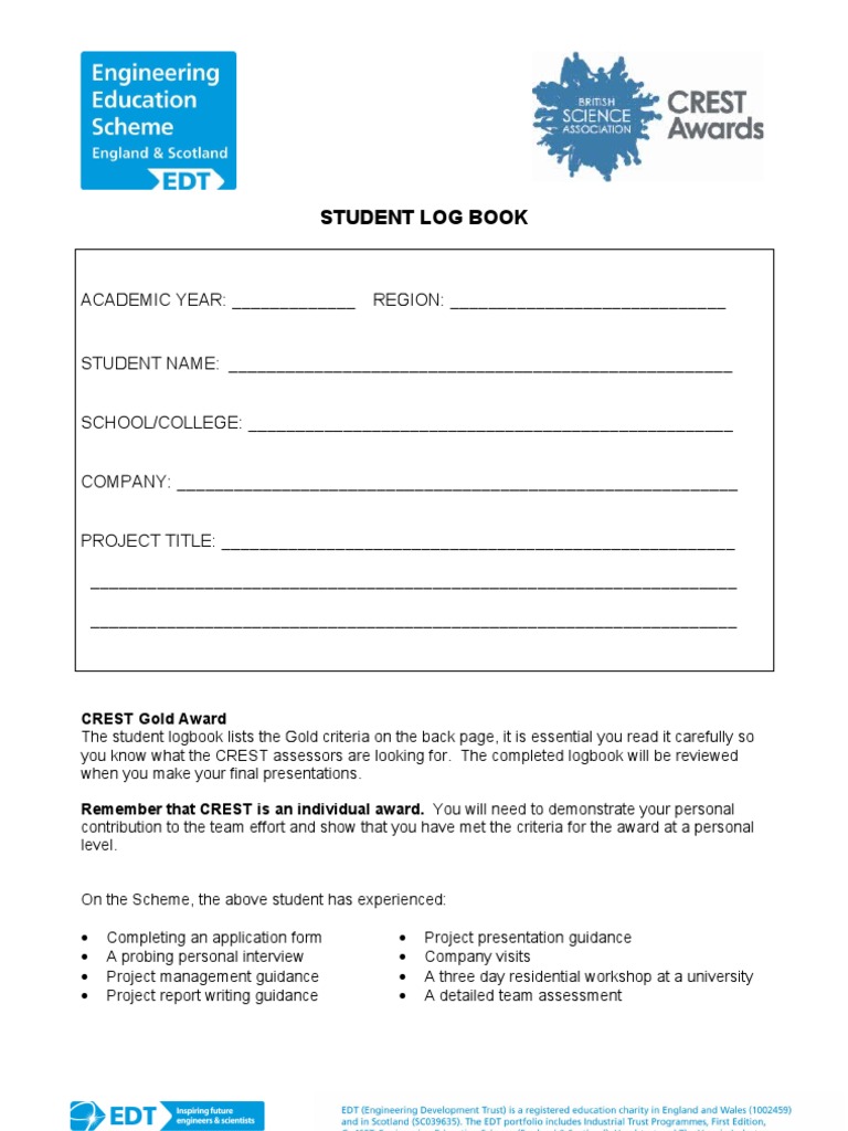 Student Logbook Blank | PDF | Project Based Learning | Engineering