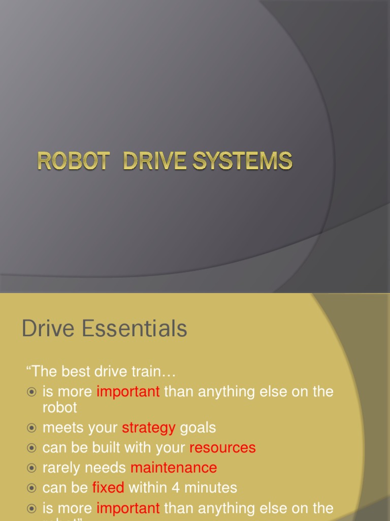 Robot Drive Systems PDF | PDF | Four Wheel Drive | Transmission (Mechanics)