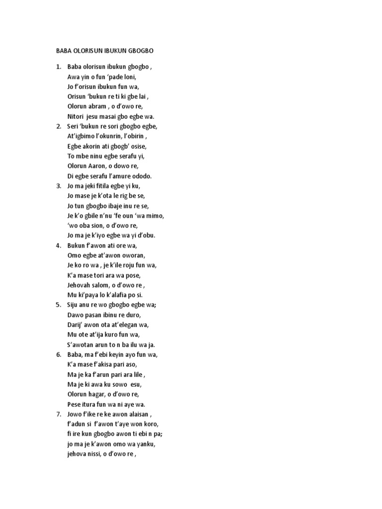 Baba Olorisun Ibukun Gbogbo | PDF